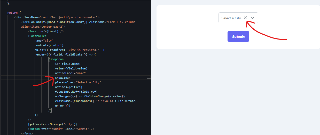 Dropdown Showclear Option Css Not Working With Reacthookformcomponent Title · Issue 4511