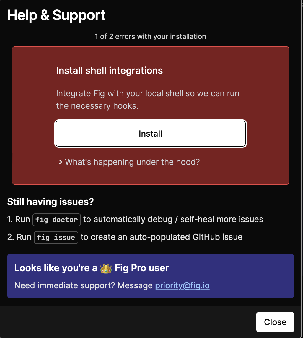 Installation Check - Install Integrations via help & support does nothing when install is ...