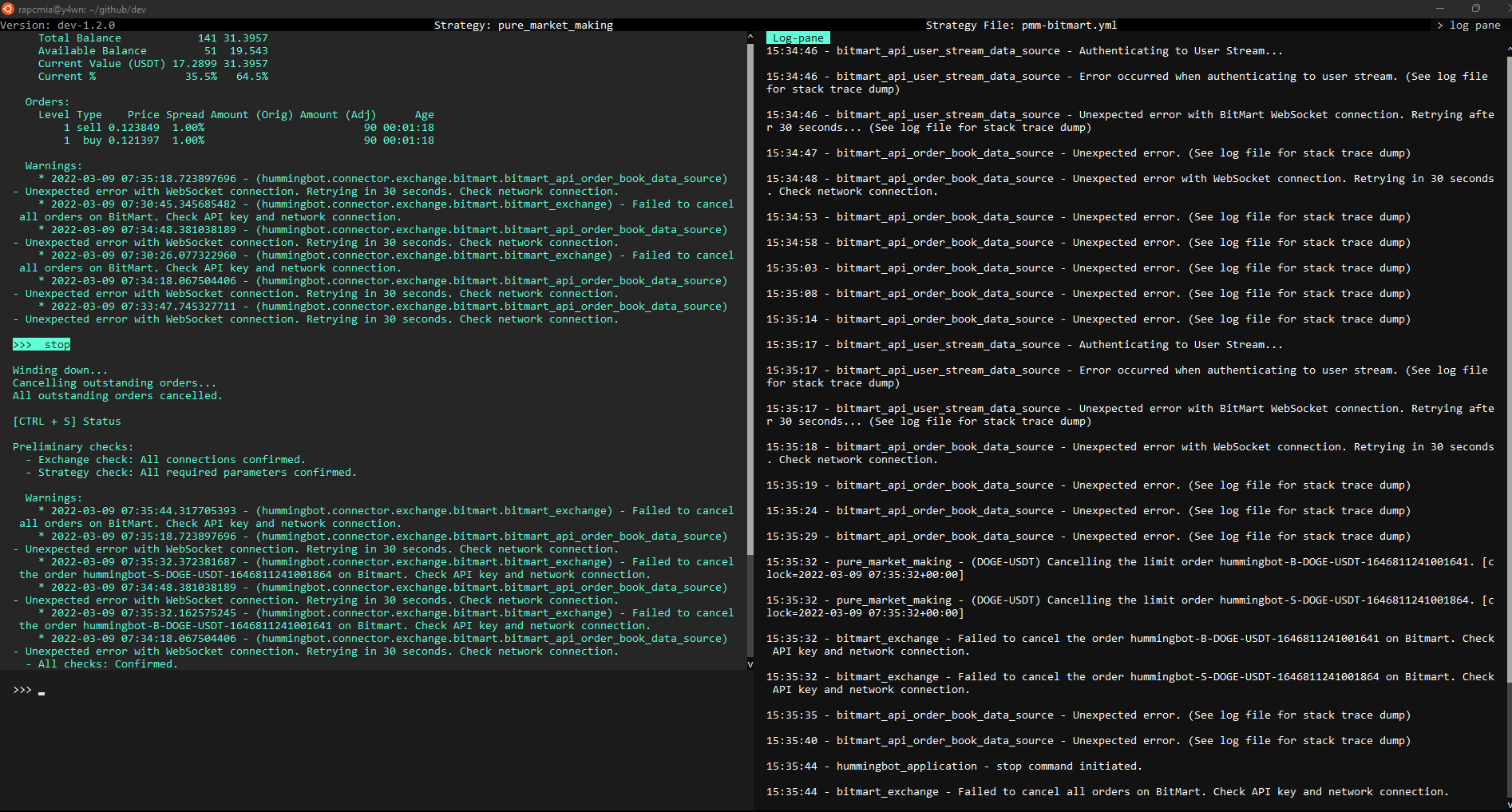 Bitmart - Getting unexpected errors after orders created · Issue #5176 · hummingbot/hummingbot ...