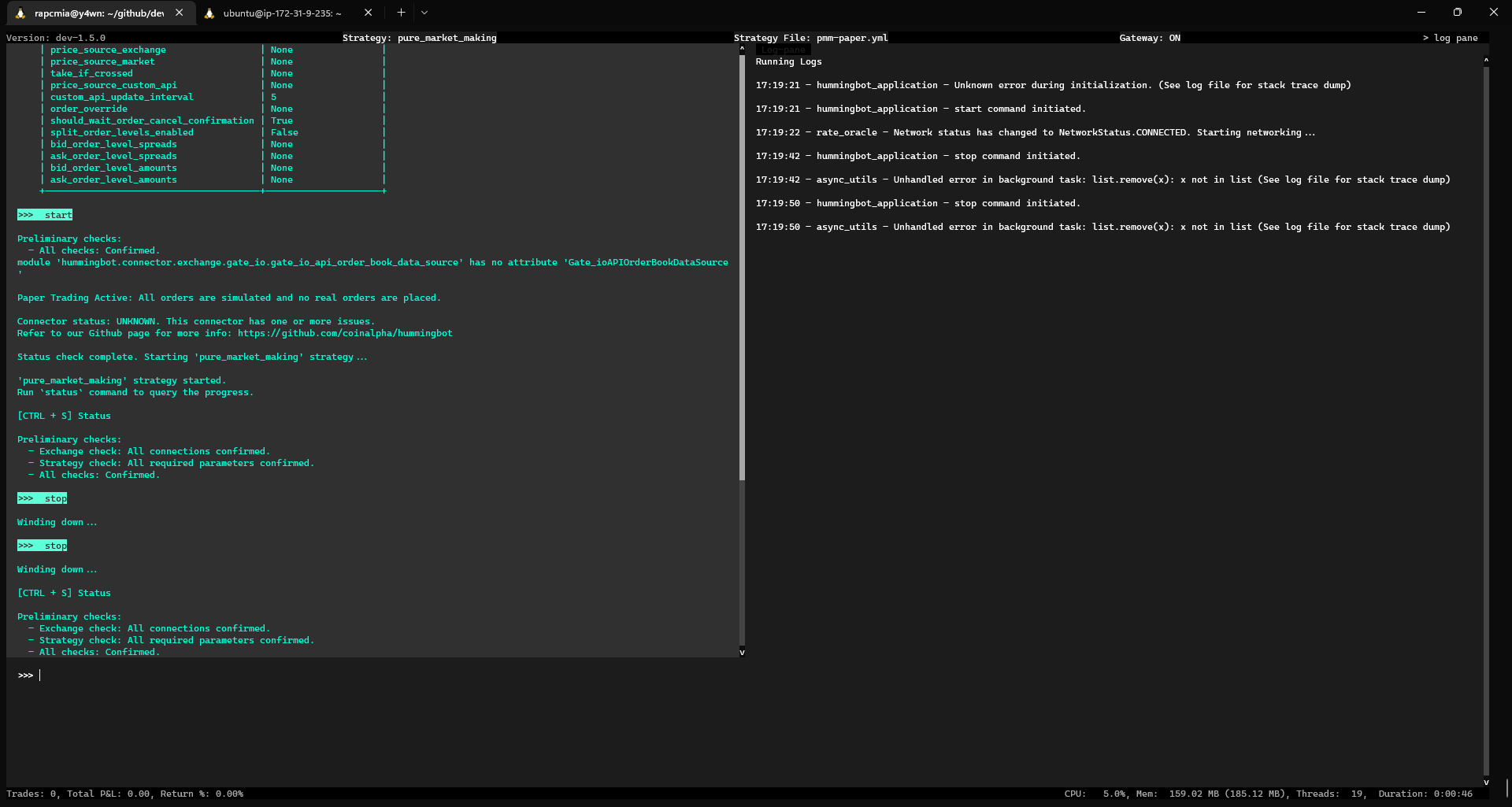 Client - Unknown error during initialization when using gateio_io_paper_trade · Issue #5383 ...