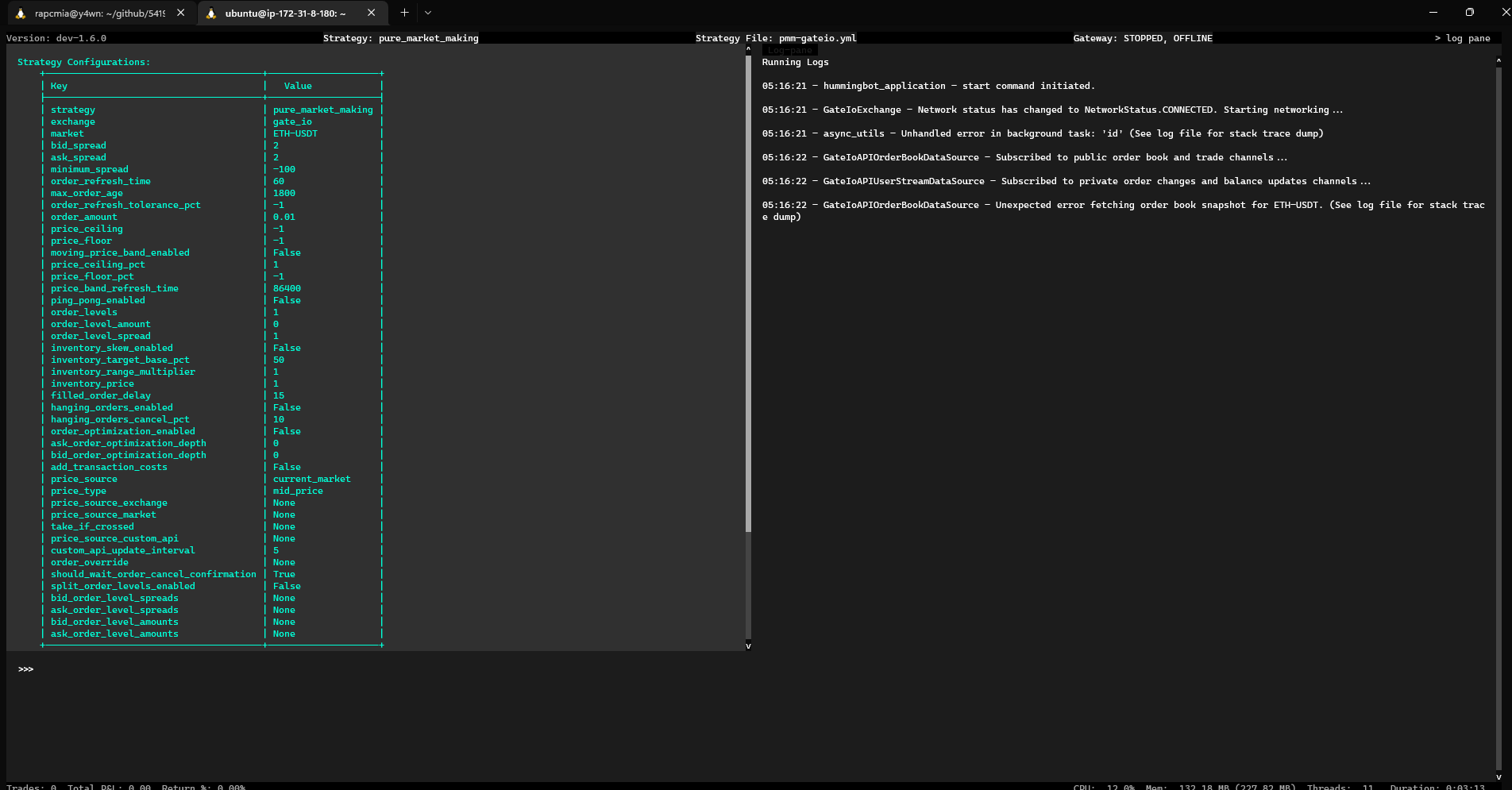 Gateio Getting Unhandled Error In Background Task · Issue 5424 · Hummingbot Hummingbot · Github