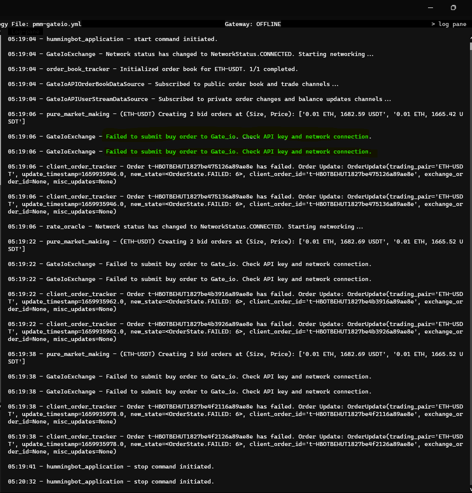 Client Gateio And Binance Getting Failed To Submit Orders Check Api Key And Network