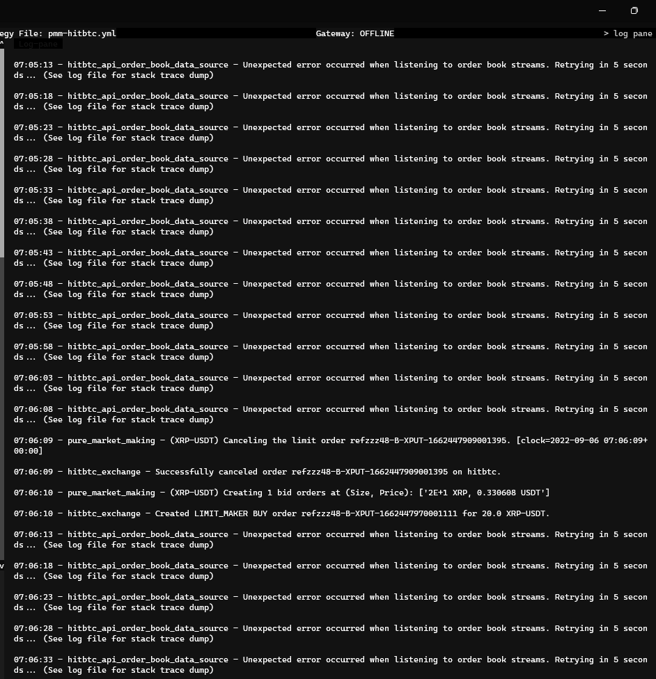 HitBTC - Unexpected error occurred when listening to order streams · Issue #5667 · hummingbot ...