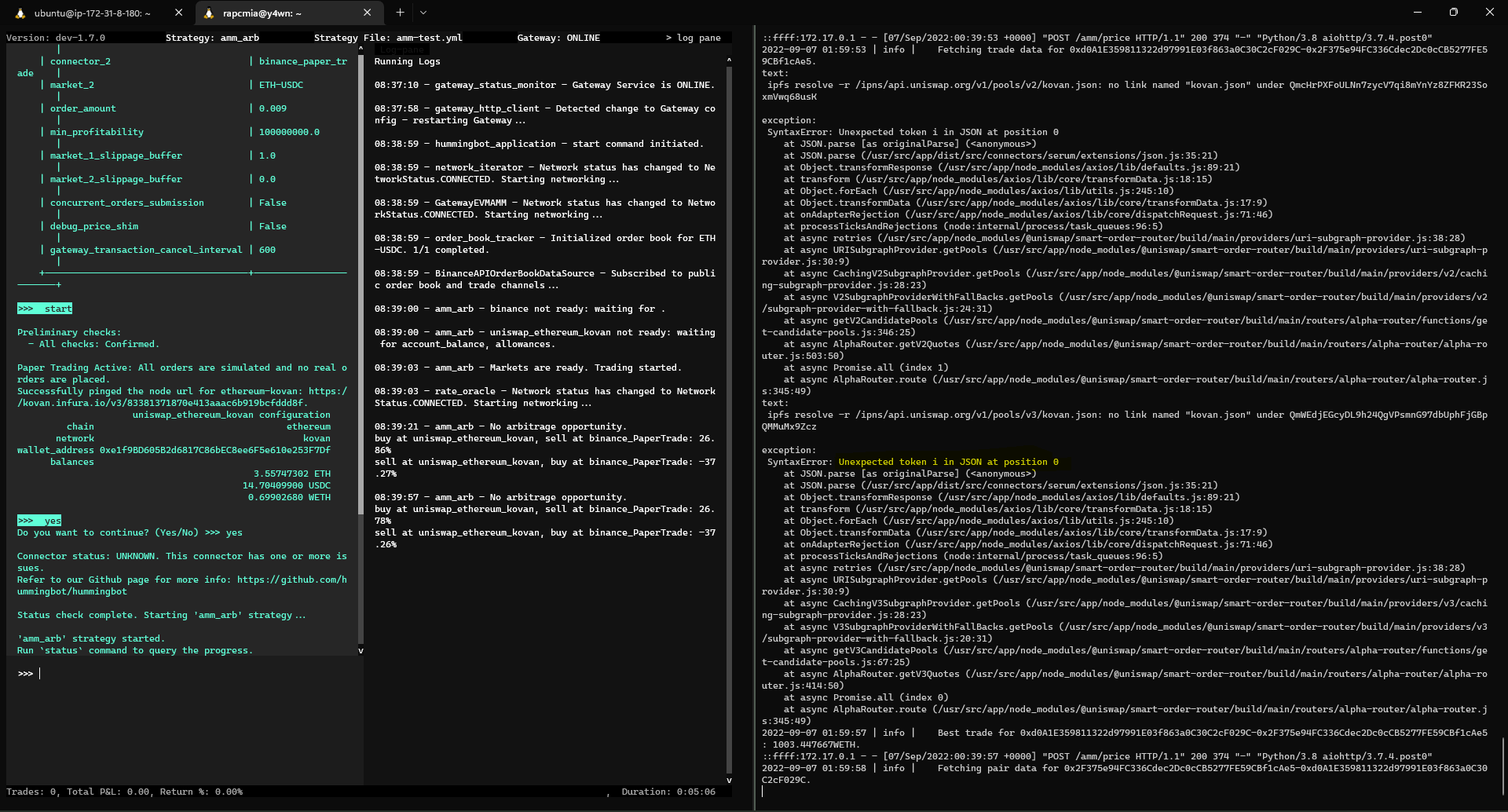 Gateway v2 - Getting error on docker logs of "Unexpected token...in JSON at position 0" when ...