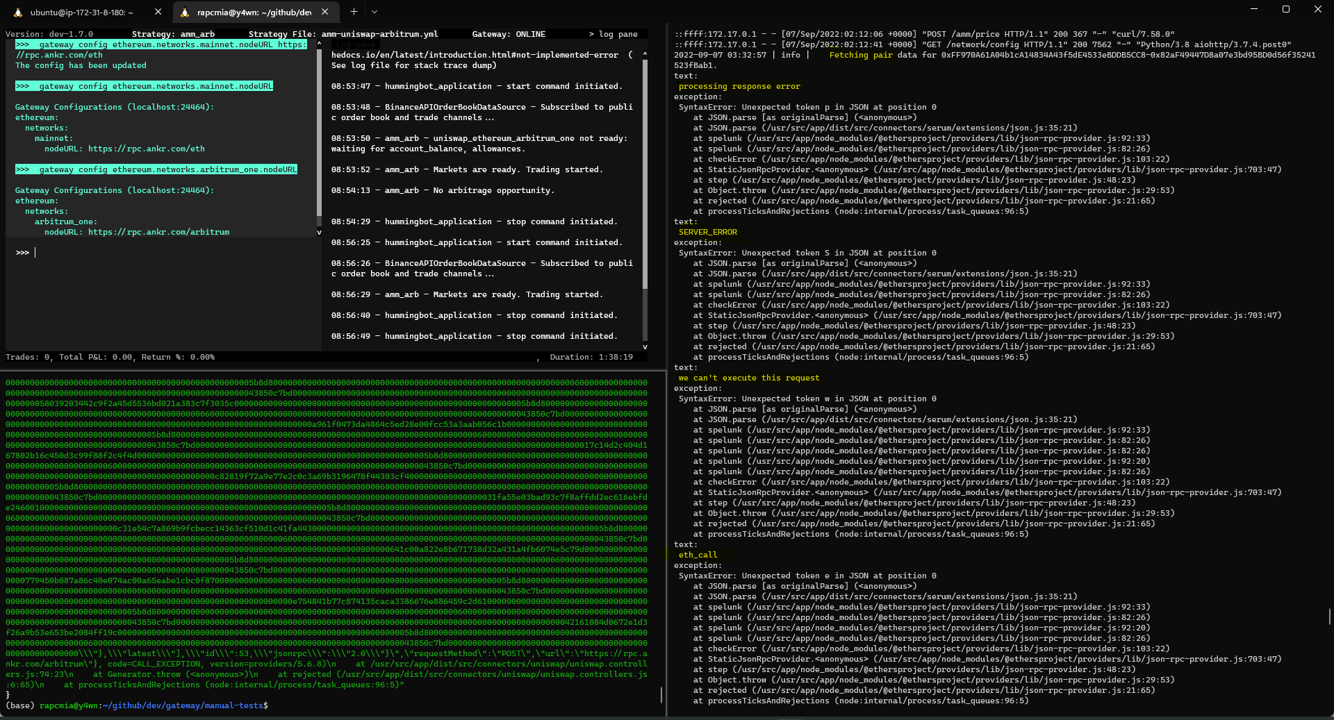 Gateway v2 - Getting error on docker logs of "Unexpected token...in JSON at position 0" when ...