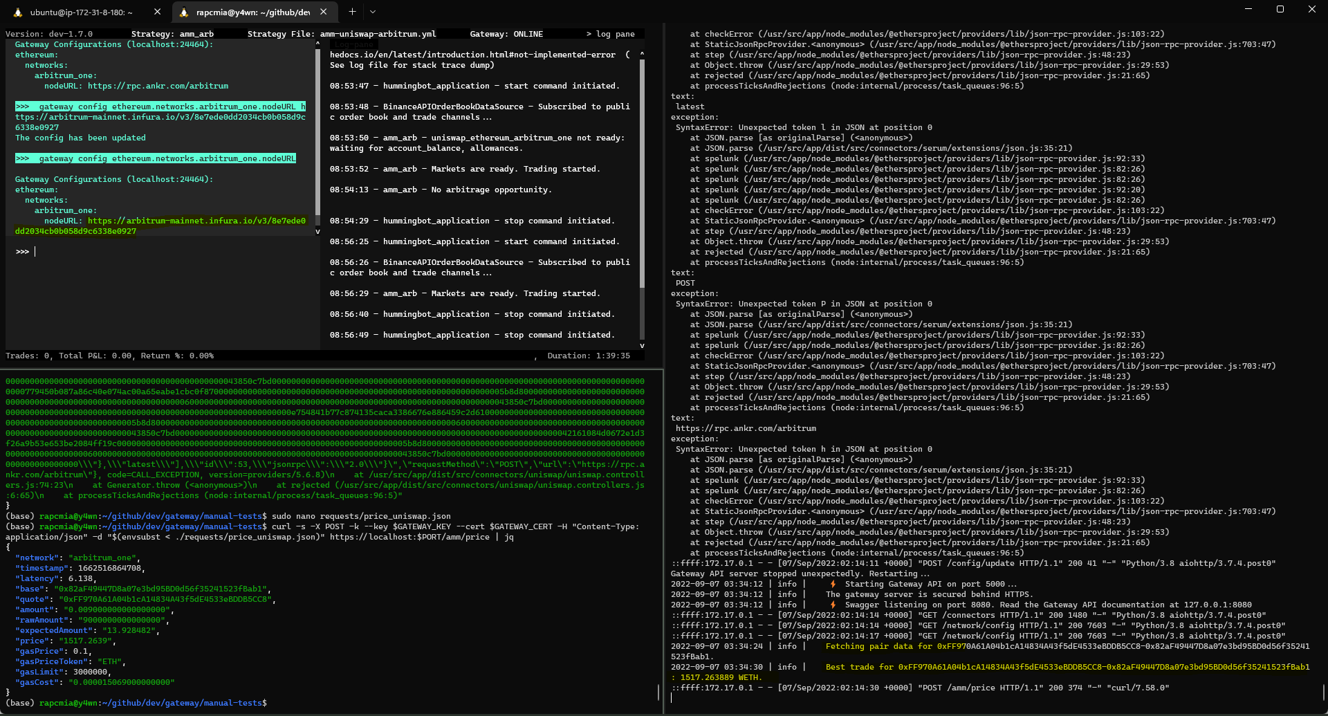 Gateway v2 - Getting error on docker logs of "Unexpected token...in JSON at position 0" when ...