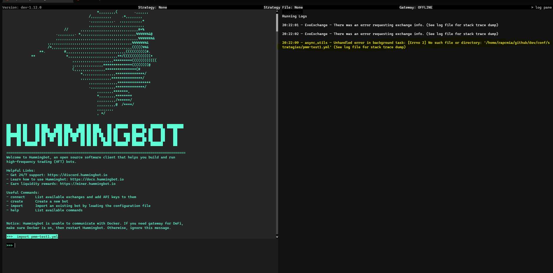 import non-existant file crashes the app · Issue #3376 · hummingbot/hummingbot · GitHub