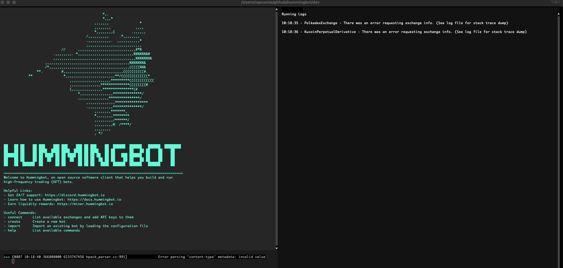 Client Error Parsing Content Type Causing Distorted Ui · Issue 6513 · Hummingbothummingbot