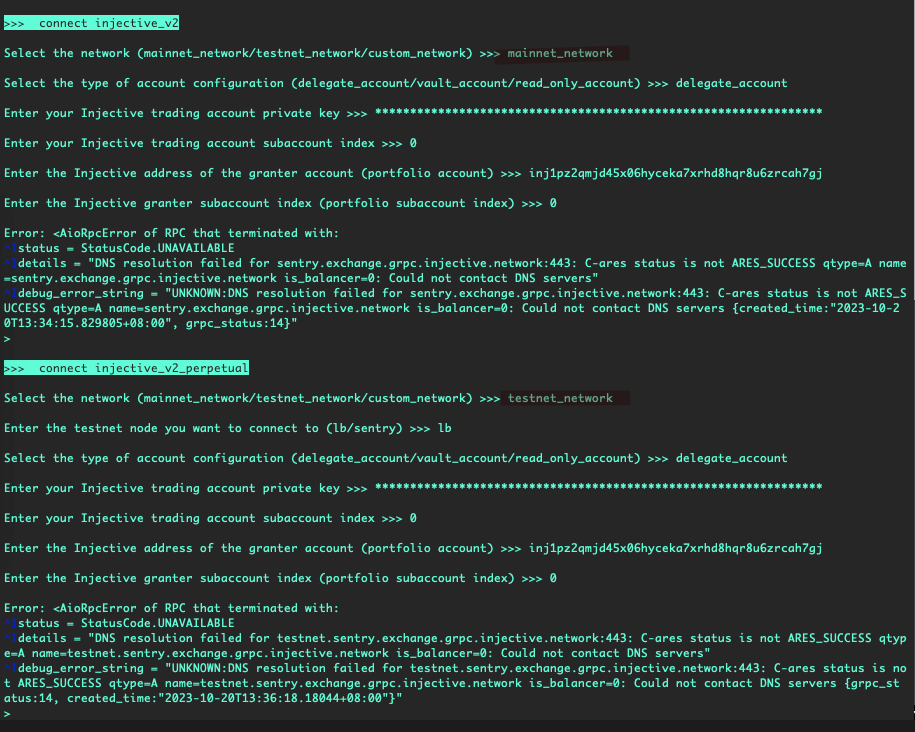 Injective Unable To Delegate Account Getting Error Could Not Contact Dns Servers · Issue
