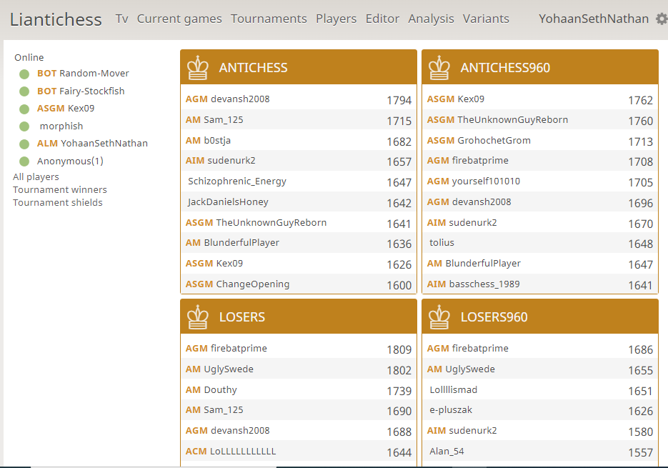 issue in lederboard · Issue #28 · SriMethan/liantichess · GitHub