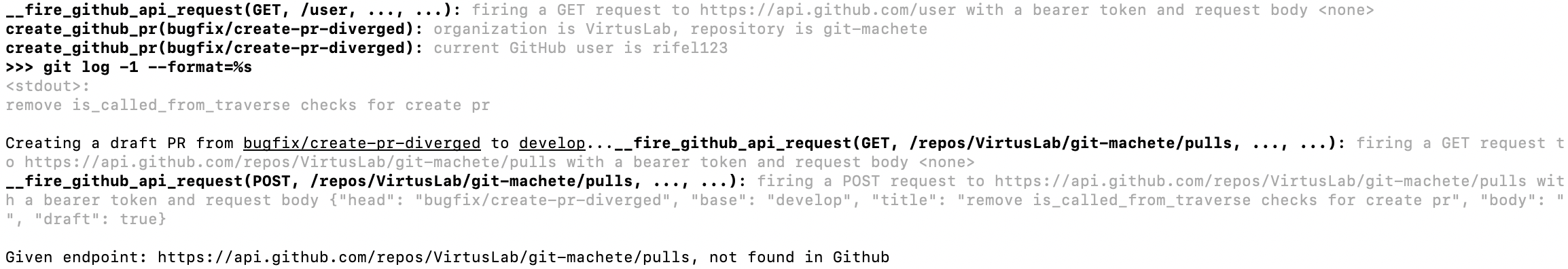Using Invalid Github Token Ends Up With Wrong Message While `post` Is 1801