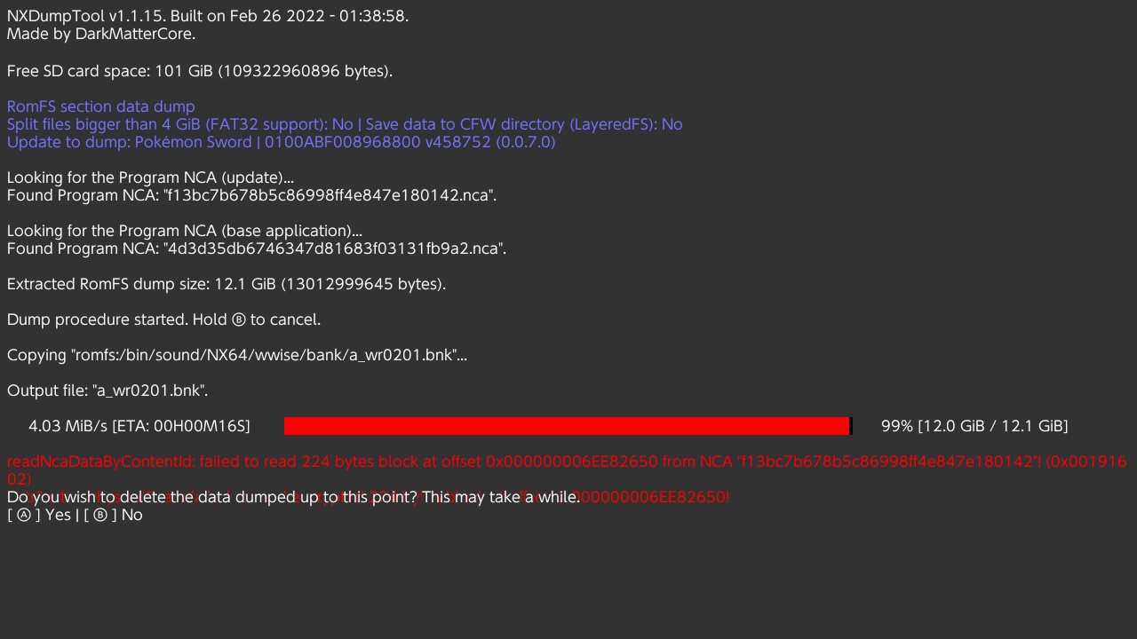Swsh Dumping Error · Issue 110 · Darkmattercore Nxdumptool · Github