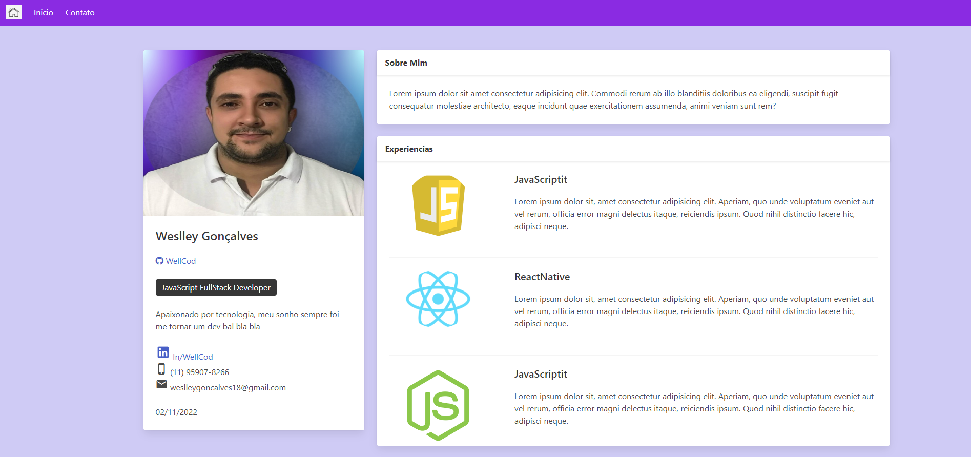 GitHub - WellCod/firstPortfolio: this is my first version of personal portfoil to training using ...