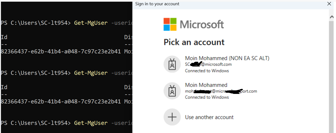 Any MG powershell cmdlet is prompting to pick an account if I have to connect to 2 different ...