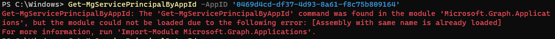Error on running Get-MgServicePrincipalAppId · Issue #2392 · microsoftgraph/msgraph-sdk ...