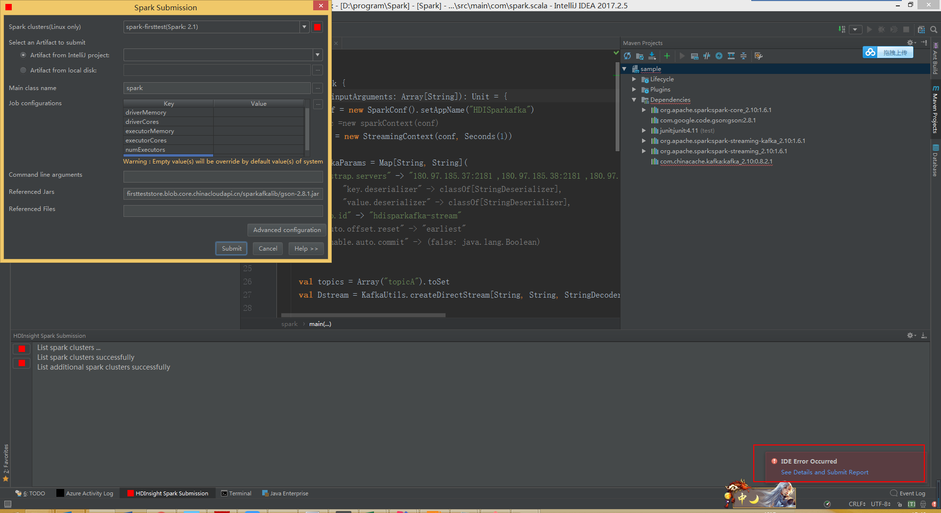 [Intellij] [HDInsight] Spark Job Submission in context menu throws NPE for non-artifact project ...