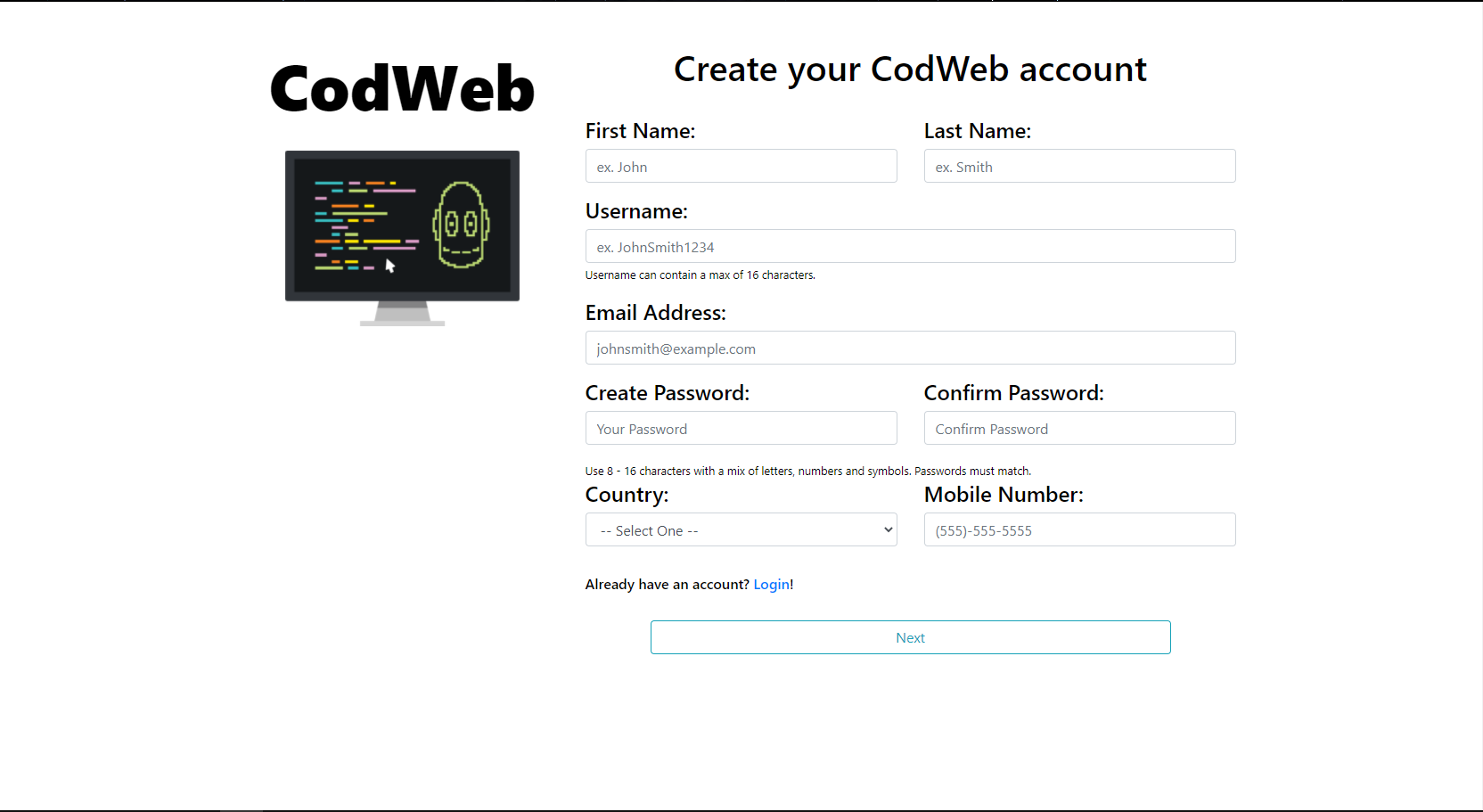 GitHub - GuilleMGN/CodWeb: This application will allow web developers to create an account on ...