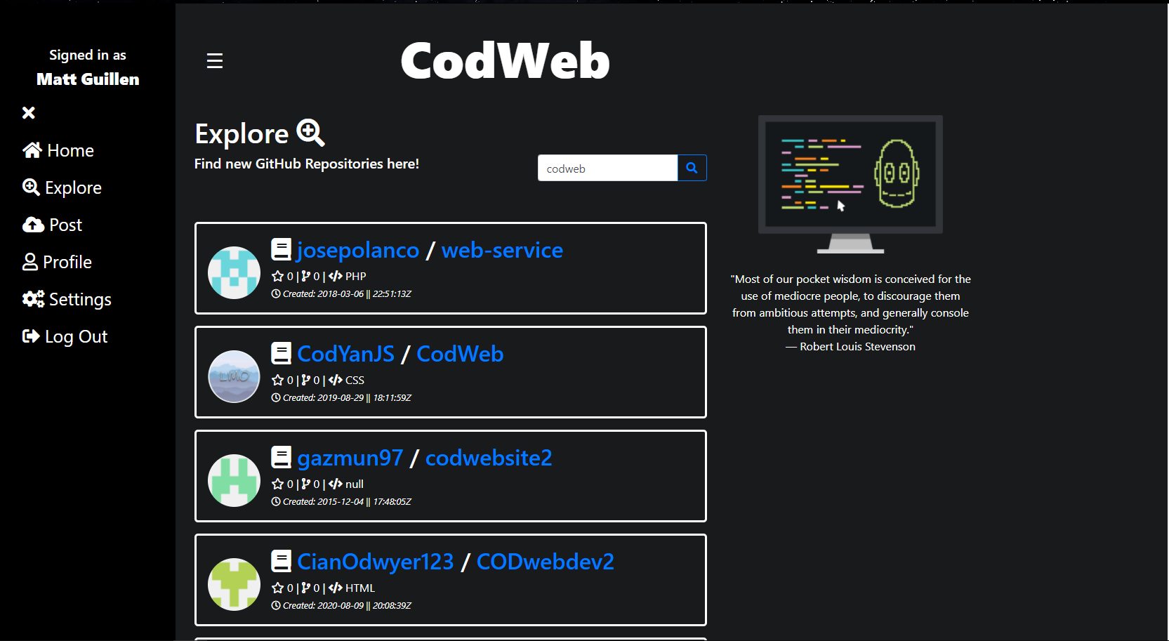 GitHub - GuilleMGN/CodWeb: This application will allow web developers ...