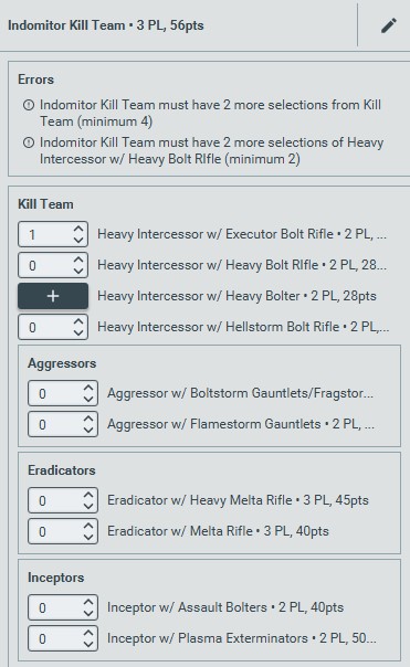 Deathwatch Kill Team model minimums are set/applied incorrectly · Issue ...