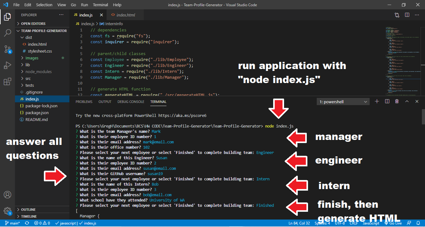 GitHub - GregHarris90/Team-Profile-Generator: This is for an ...
