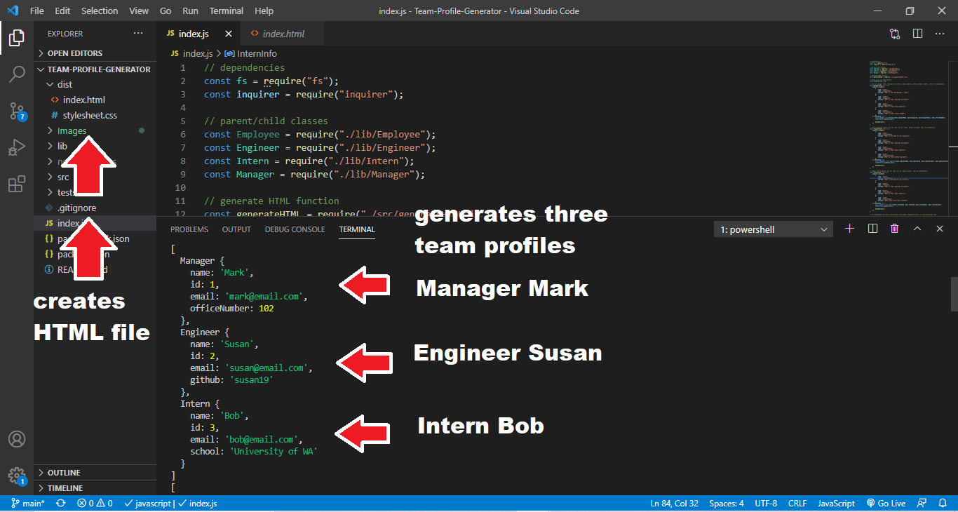 Team-Profile-Generator | This is for an application used to build a ...