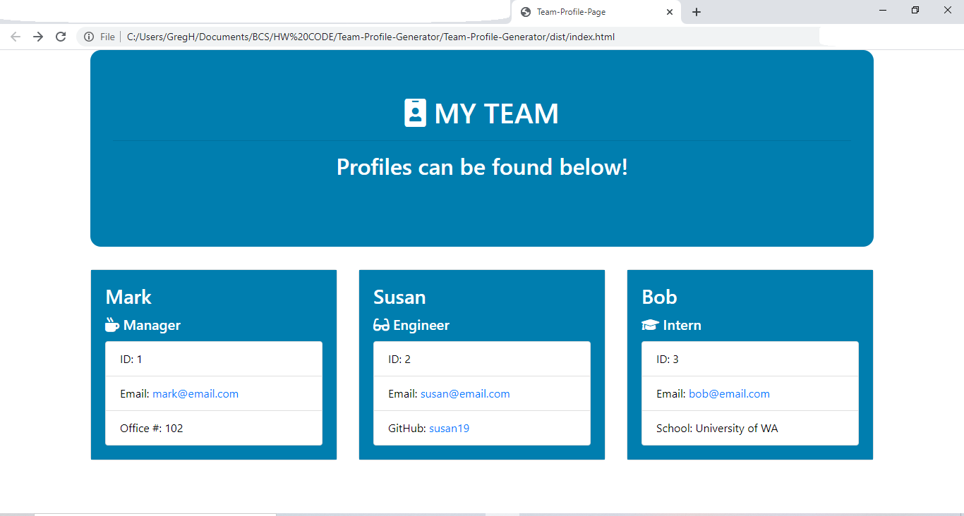 GitHub - GregHarris90/Team-Profile-Generator: This is for an ...