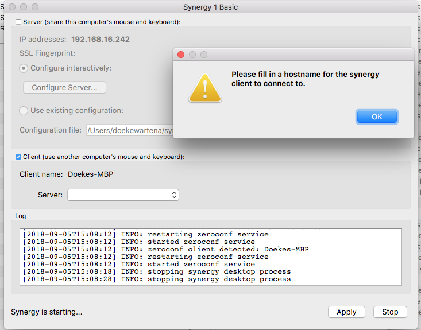 Hostname error shows in auto config mode · Issue #6413 · deskflow/deskflow · GitHub