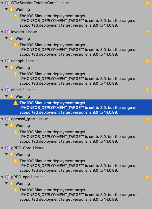 Swift Package Manager Nanopb Deployment Target Warning · Issue 6449 · Firebasefirebase Ios