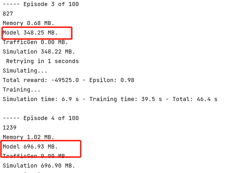 The memory usage of the model doubles after each episode of training. · Issue #35 · AndreaVidali ...