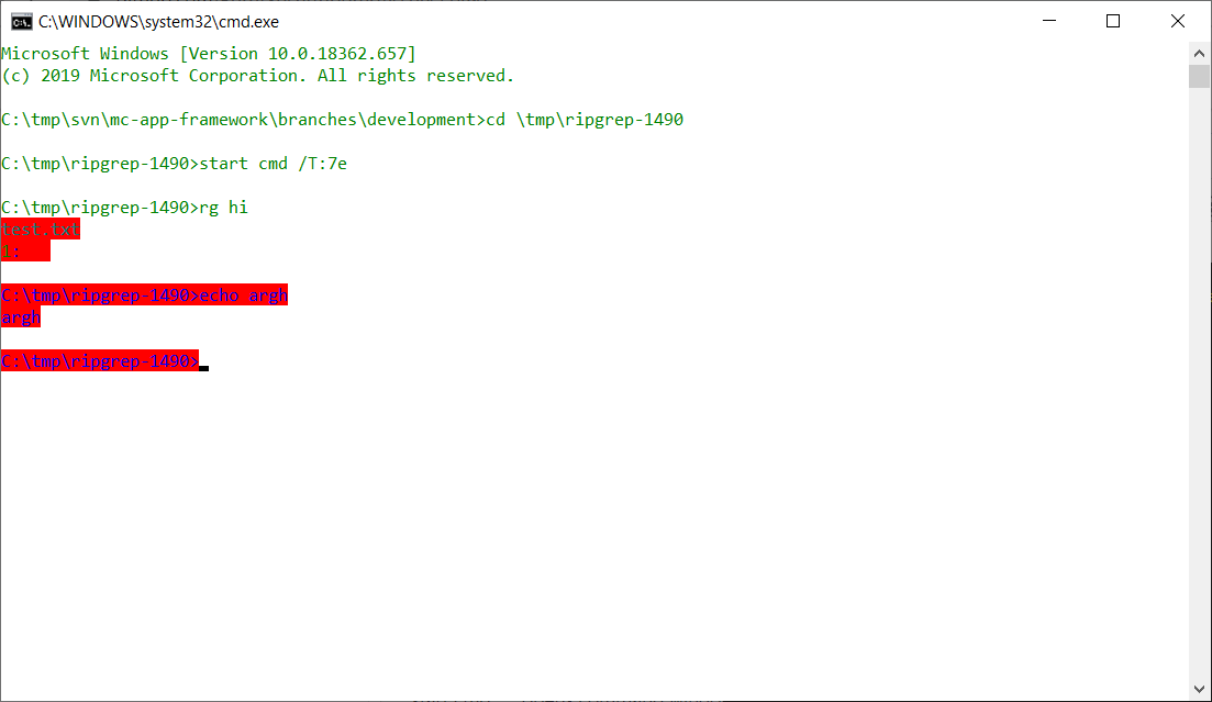 rg does not completely restore Command Prompt colors on Windows 10 Pro 1903 · Issue #1490 ...