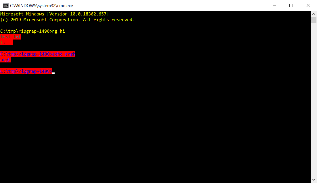 rg does not completely restore Command Prompt colors on Windows 10 Pro 1903 · Issue #1490 ...