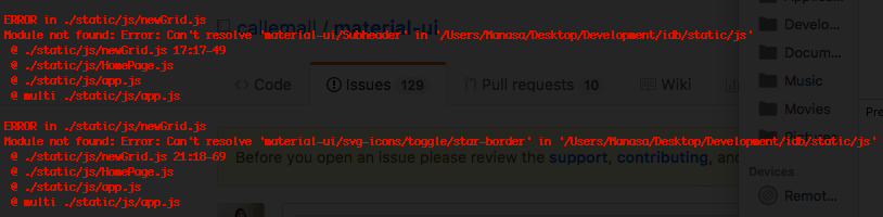 Error: Can't resolve modules 'material-ui/Subheader' and 'material-ui/svg-icons/toggle/star ...
