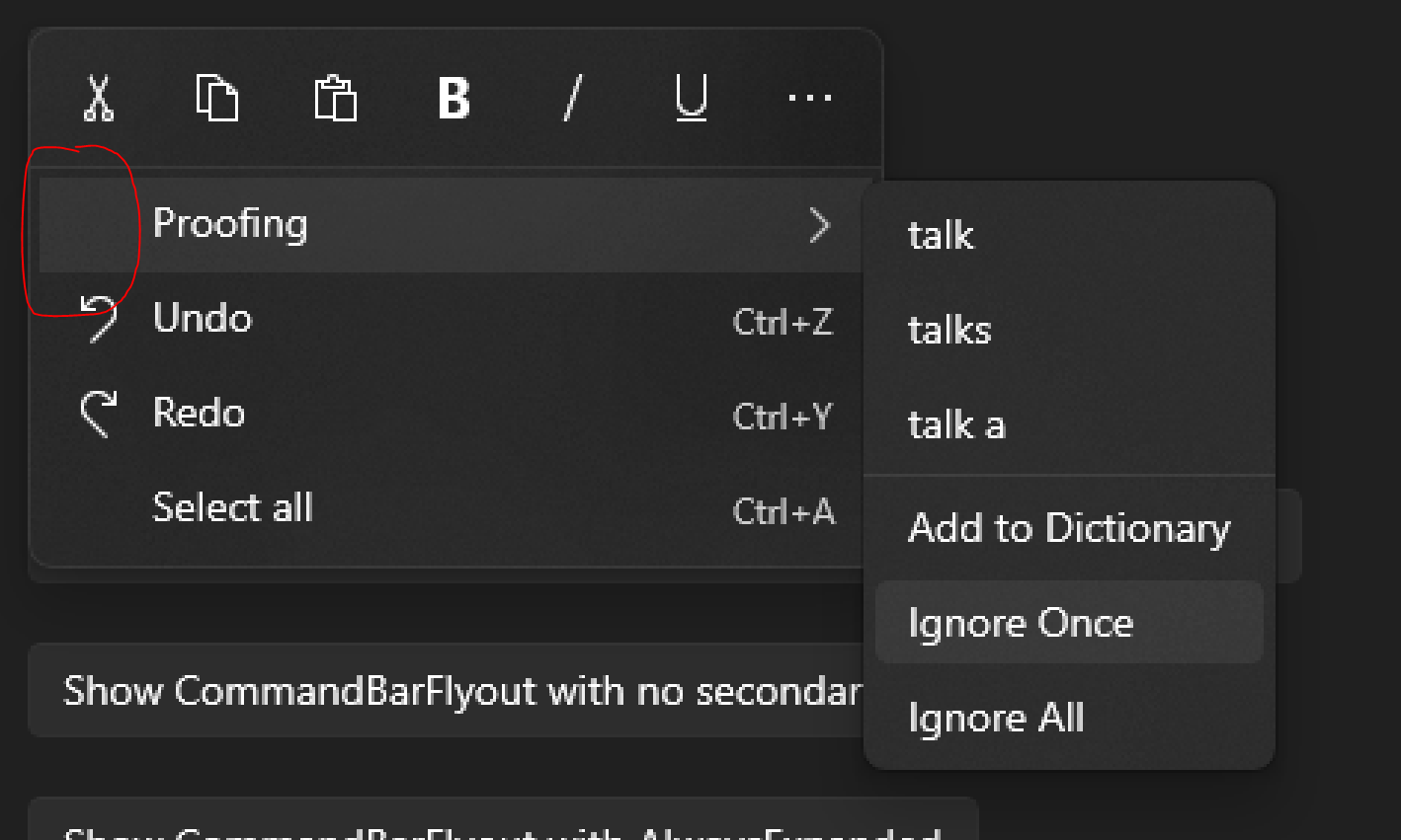 AppBarButtons as Secondary Items in a CommandBarFlyout do not have correct rounded corners ...