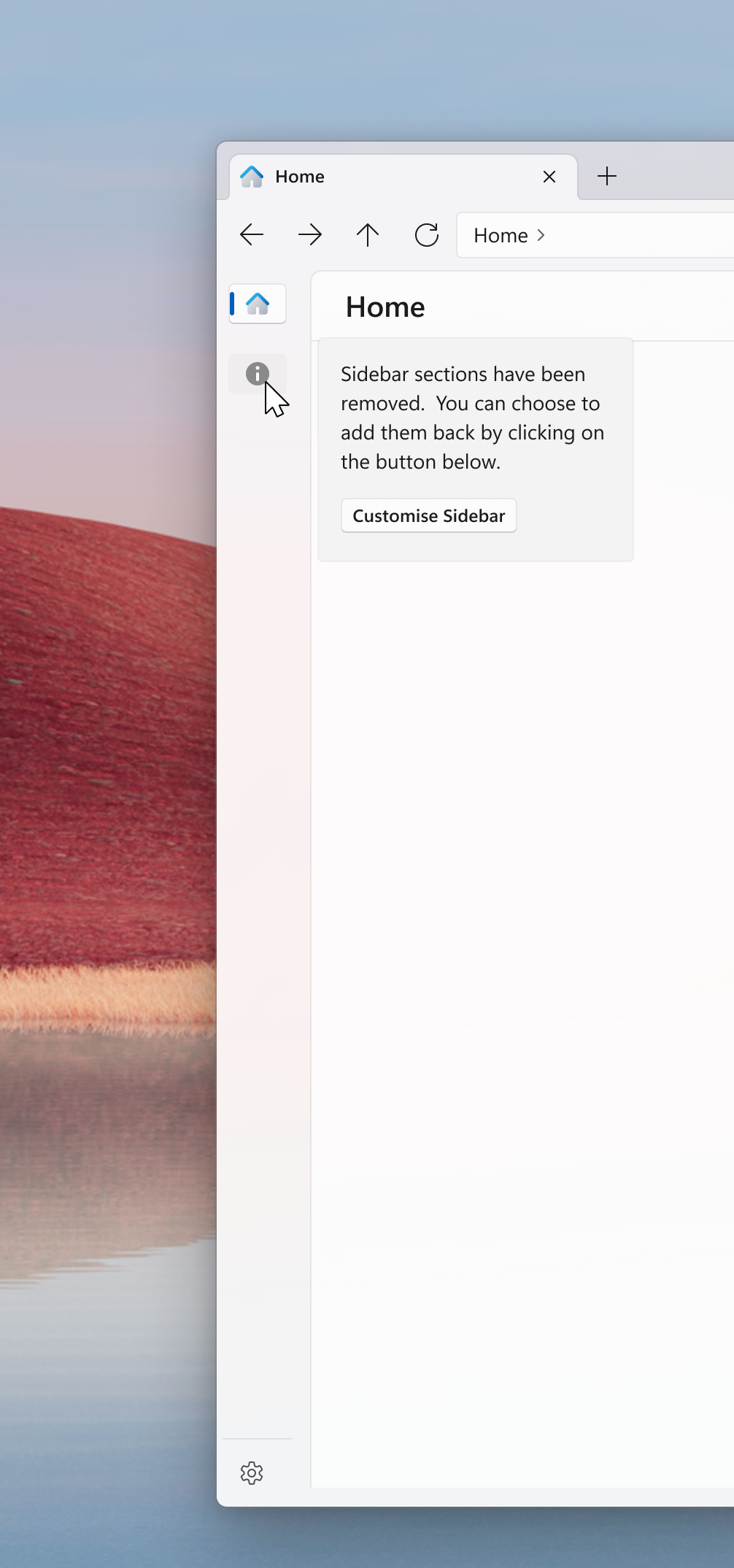 Feature: Display banner when all sections are hidden on the sidebar ...