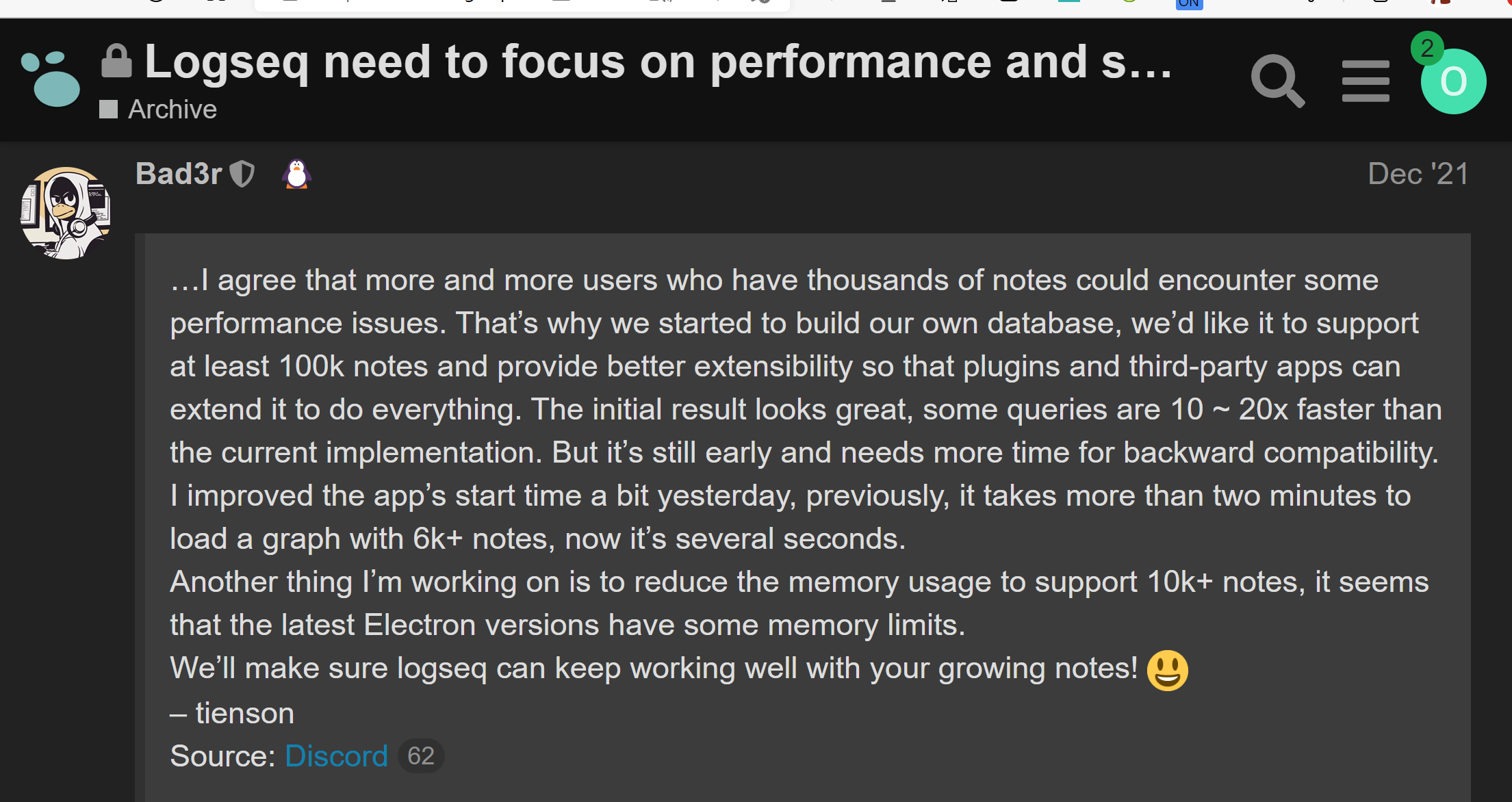 Very slow performance with 2500+ blocks with assets · Issue #5132 · logseq/logseq · GitHub
