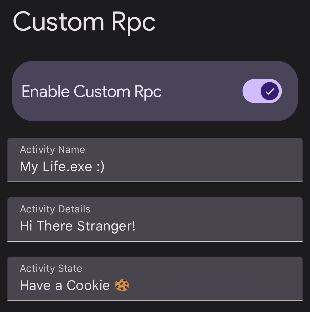 Restarting Kizzy clears the fields in custom RPC · Issue #108 · dead8309/Kizzy · GitHub