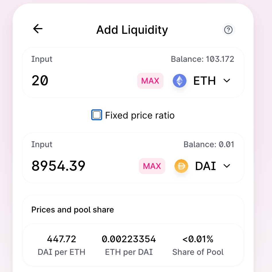 Allow to turn off fix ratio when Add or Remove Liquidity · Issue #1202 · Uniswap/interface · GitHub