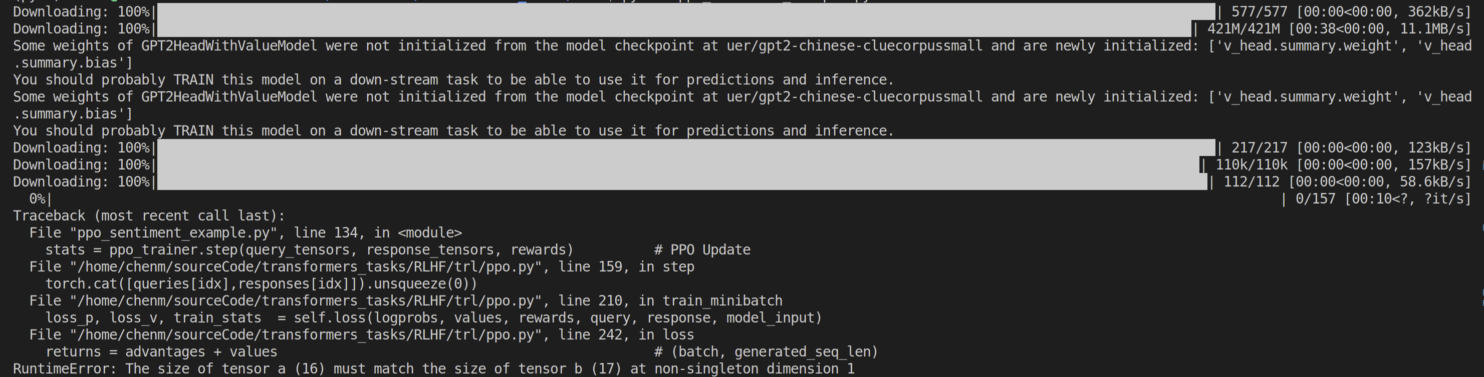 RuntimeError: The size of tensor a (16) must match the size of tensor b (17) · Issue #11 ...