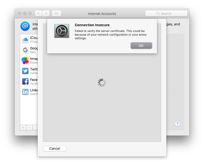 Failed to verify server certificate when adding google account to mail ...