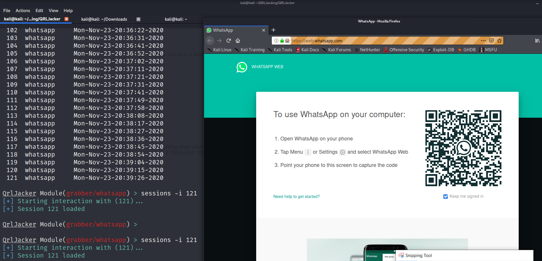 Session loop and not able to interact with session because of redirected to whatsapp web website ...