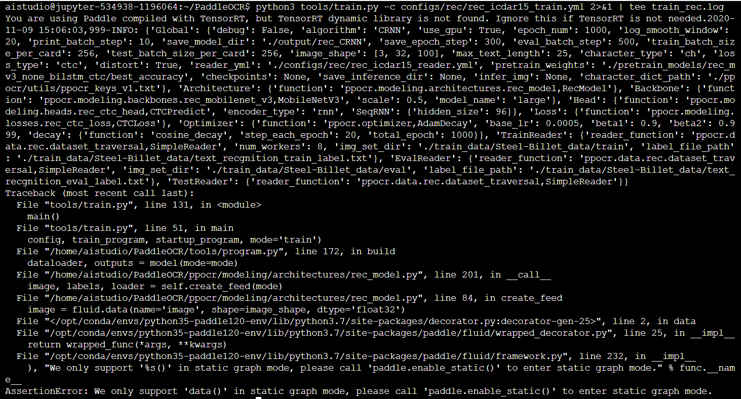 执行train.py报错 · Issue #1137 · PaddlePaddle/PaddleOCR · GitHub