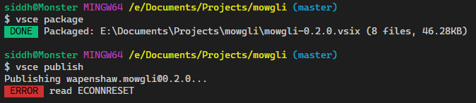 Can't publish extension (ERROR read ECONNRESET) · Issue #446 · microsoft/vscode-vsce · GitHub