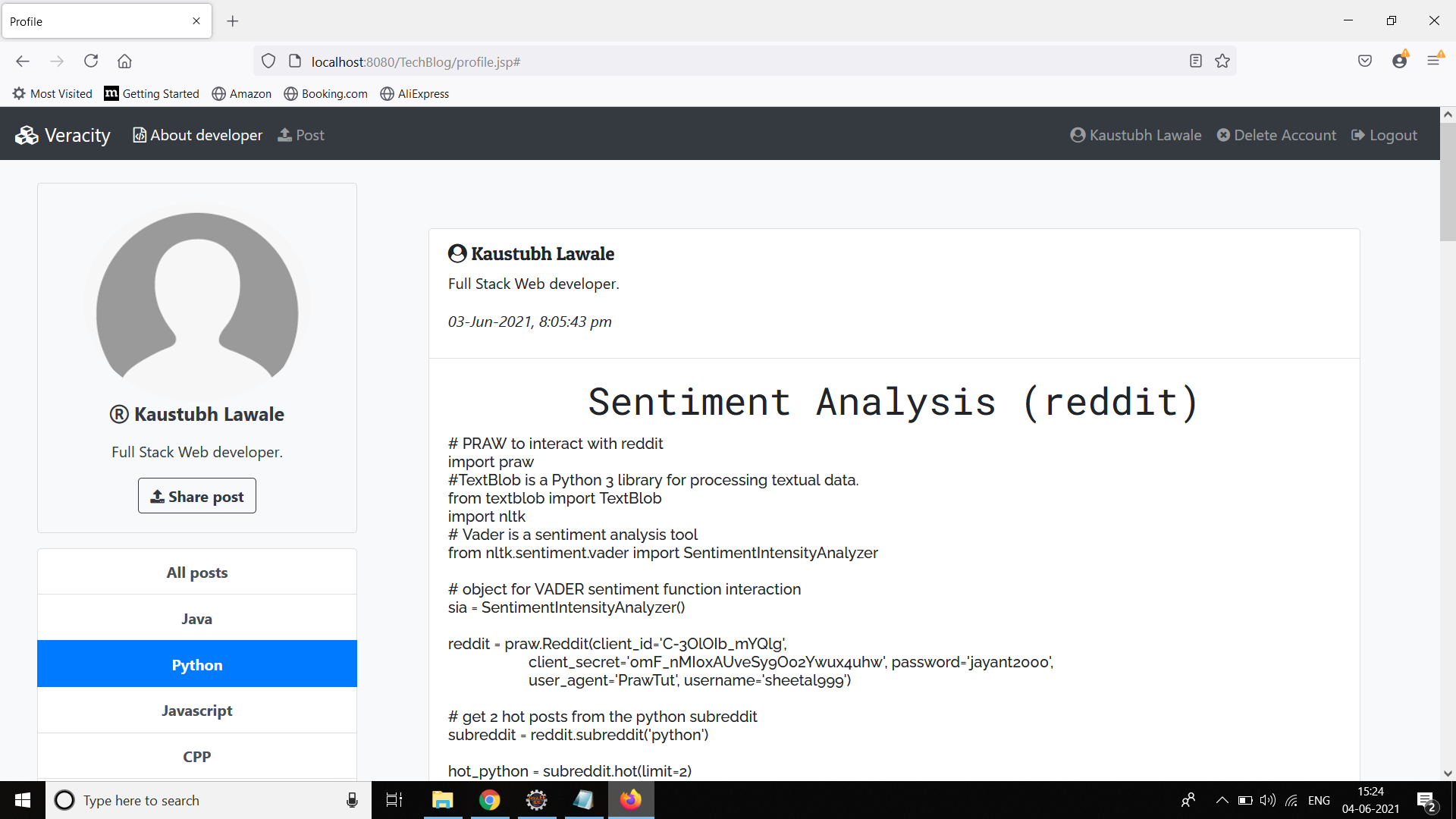 GitHub - kaustubh9702/Veracity