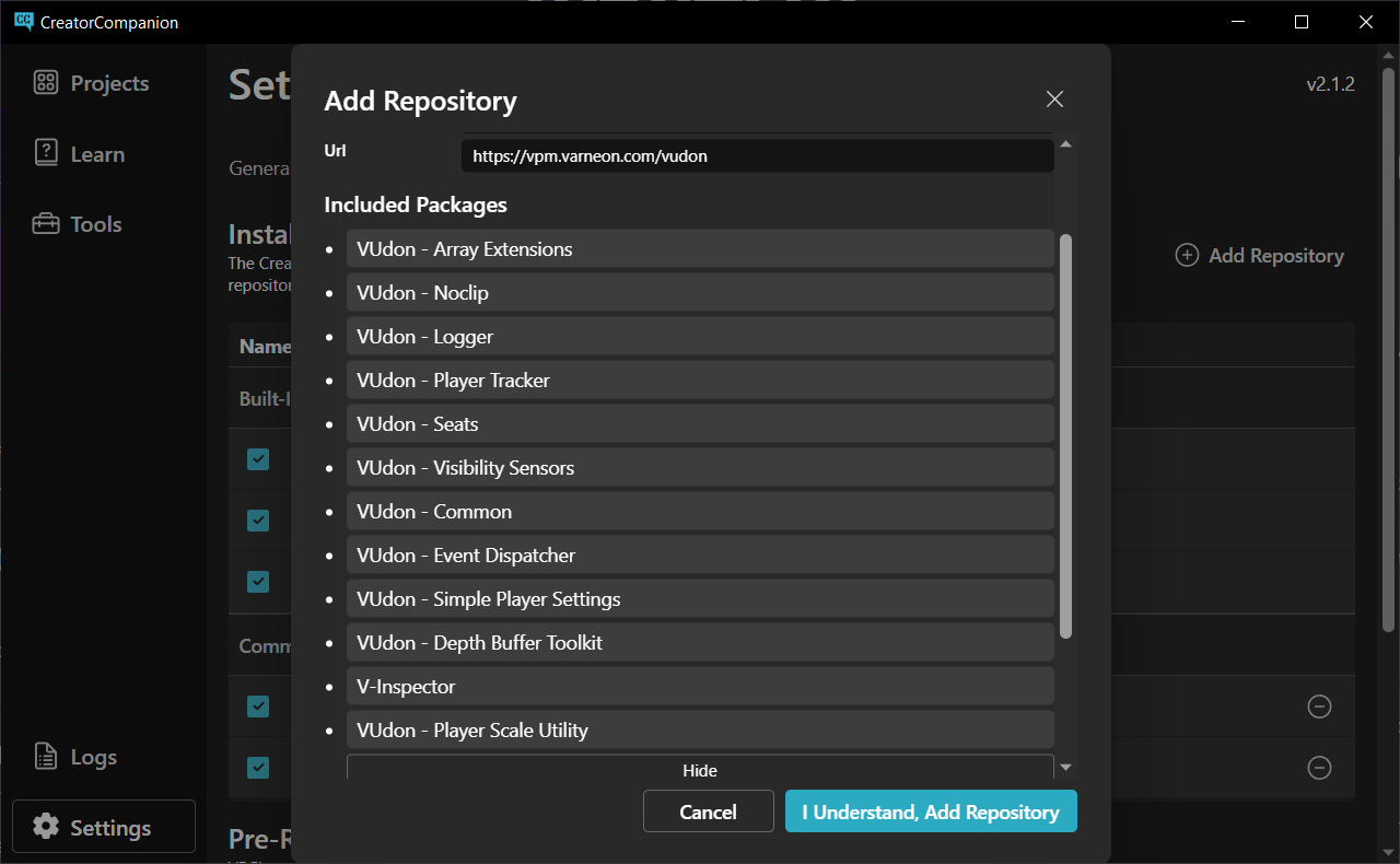 [FEATURE] Individual package selection/hiding for community repositories. · Issue #334 · vrchat ...