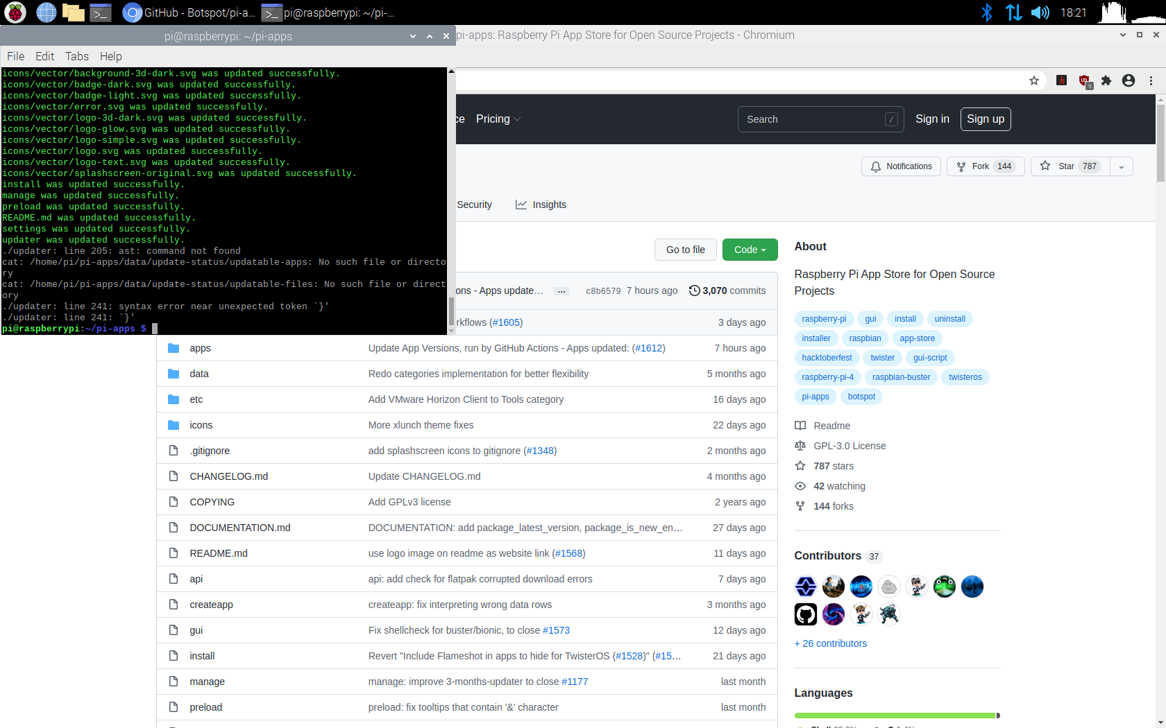 syntax error in updater · Issue #1615 · Botspot/pi-apps · GitHub