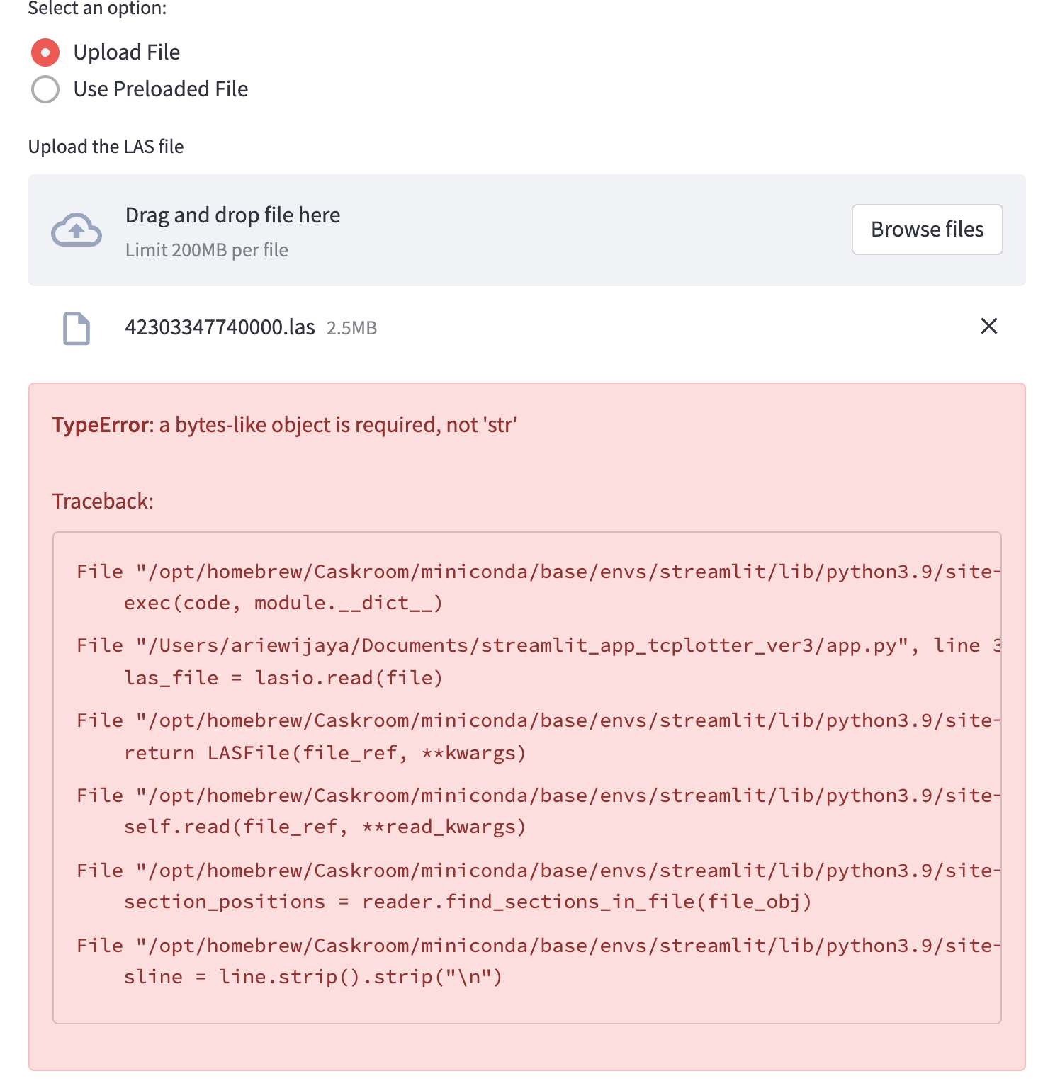 Error when importing LAS file in Streamlit version 0.7 and above. · Issue #4145 · streamlit ...