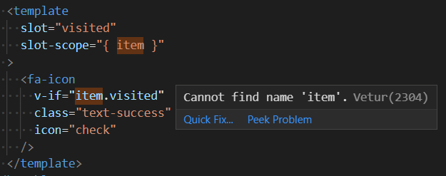 Support scoped slot on template diagnostic · Issue #1203 · vuejs/vetur · GitHub