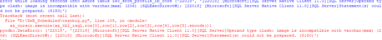 pyodbc error 22018 - Operand type clash : image is incompatible with varchar(max) · Issue #839 ...