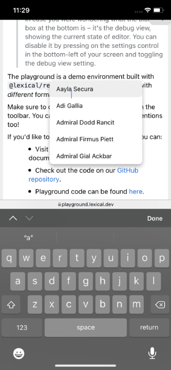 Bug: Mentions Typeahead Positioning (iOS Safari) · Issue #2354 · facebook/lexical · GitHub