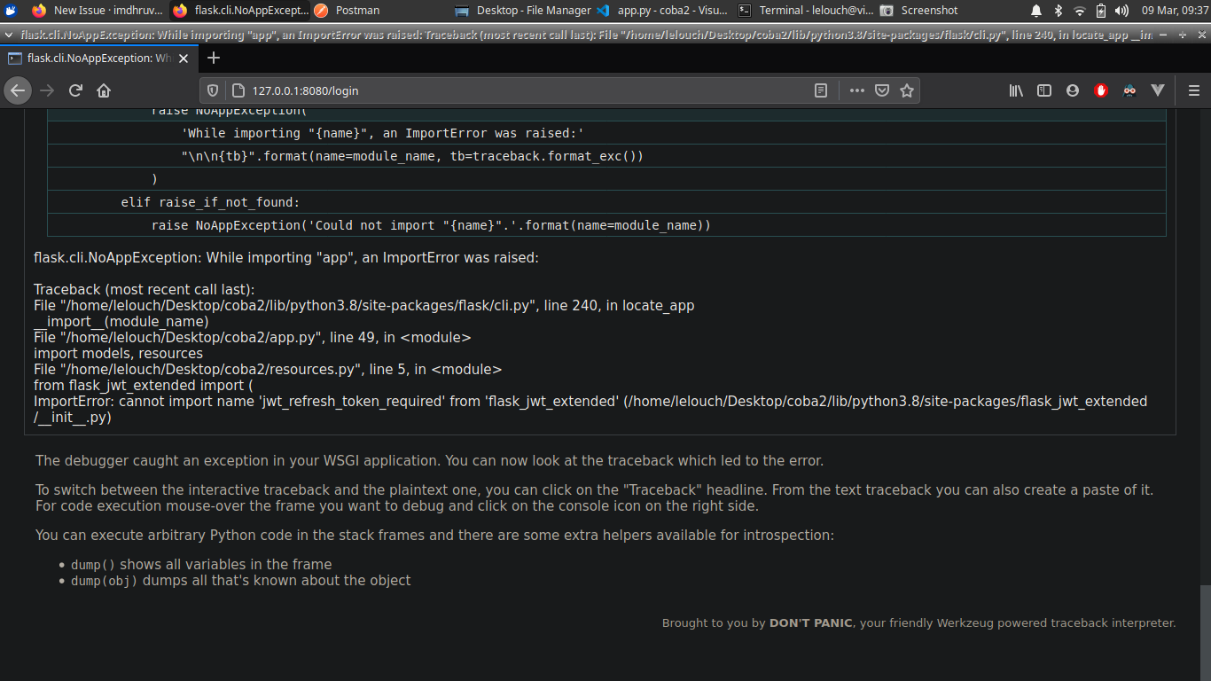 Flaskclinoappexception While Importing App An Importerror Was Raised · Issue 2 
